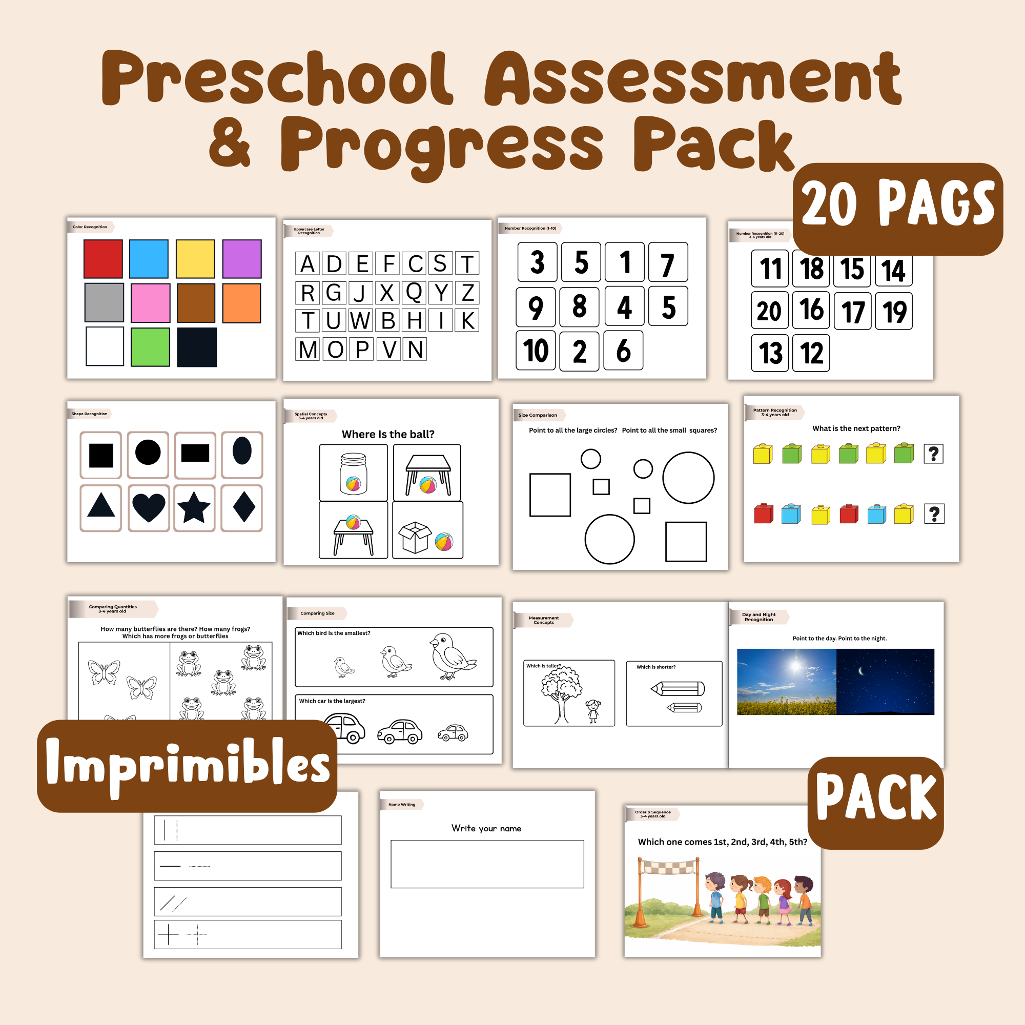 Preschool assessments pack/ Evaluación del progreso del niño. Pdf impr ...